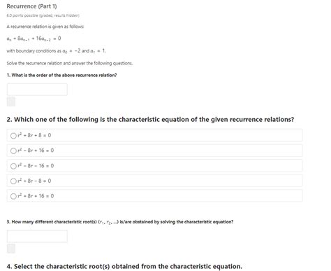 solved recurrence part 1 6 0 points possible graded