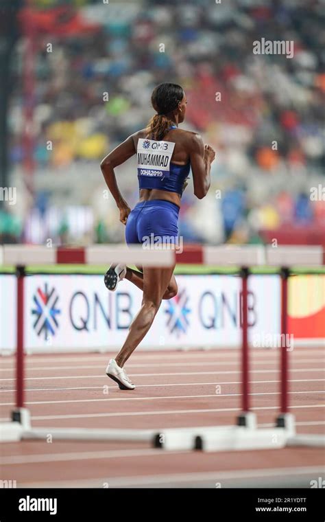 Dalilah Muhammad Running The 400m Hurdles At The 2019 World Athletics