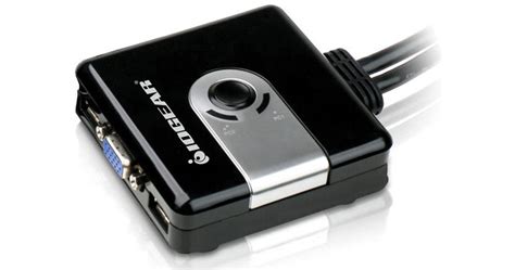 IOGEAR 2 Port Compact USB VGA KVM With Built In Cables GCS42UW6