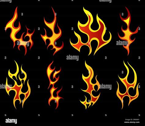 Set Of Different Fire Patterns For Design Use Stock Vector Image And Art