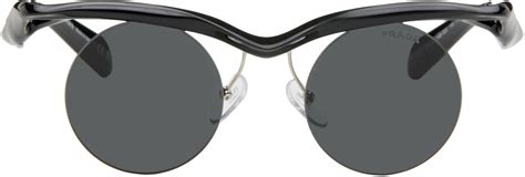 Prada Eyewear Black Twisted Frame Circle Sunglasses Prada