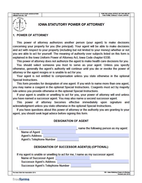 Free Printable Power Of Attorney Form Iowa Printable Forms Free Online