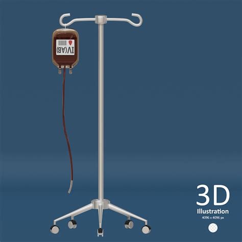 Sac De Psd Iv Avec Du Sang Sur Le Stand 3d Icône Concept De Don De Sang