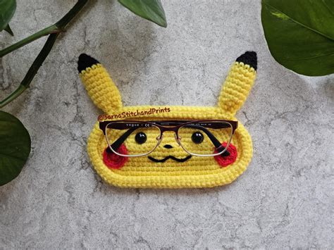 Crocheted Pikachu Inspired Pokémon Themed Glasses Holder Etsy