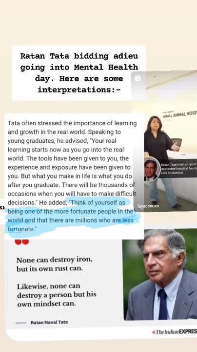 Abhishek Jha On Linkedin Mr Ratan Naval Tata Bidding Adieu Just Before Mental Health Day Reminds