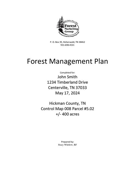 Forest Management Plans Forest Marketing Group
