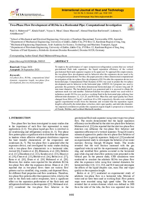 Pdf Two Phase Flow Development Of R134a In A Horizontal Pipe