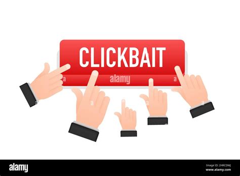 Clickbait Red Button Hand Click Icon Symbol Cursor Arrows Push