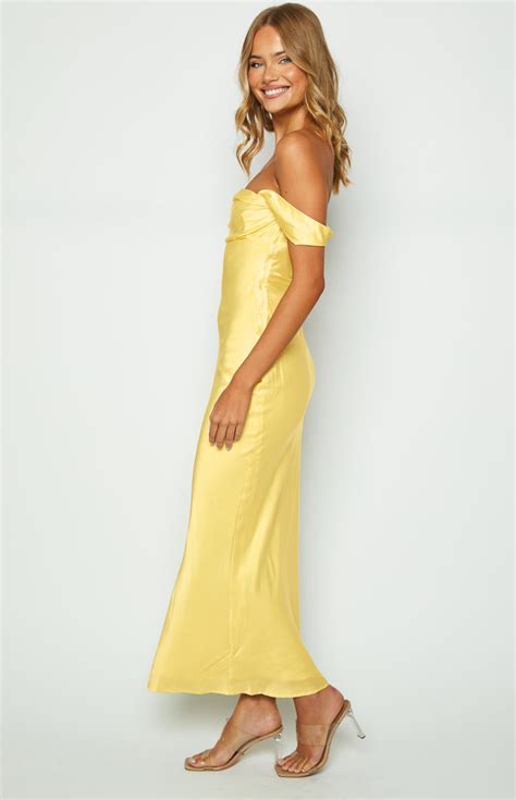 Ella Light Yellow Off Shoulder Formal Maxi Dress Beginning Boutique Us