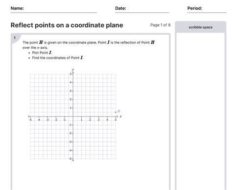 Reflect Points On A Coordinate Plane Worksheets [pdf] 6 Ns A 1