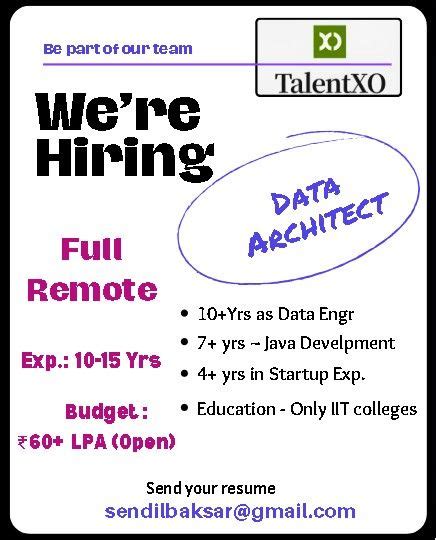 hiring dataarchitect architect leaddataengineer engineeringmanager… sendilbaskar