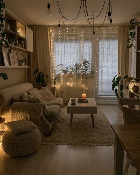Cozy Apartment Living Room Design Cozy Living Room With String Lights