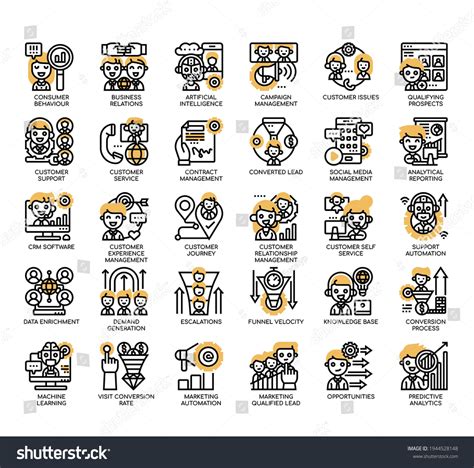 Set Customer Relationship Management Thin Line Stock Vector Royalty Free 1944528148 Shutterstock