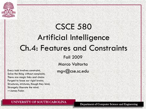 Ppt Constraint Satisfaction Problems Features And Constraints