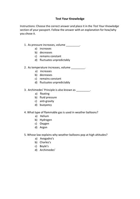 Pressure Volume And Temperature Test Your Knowledge Science 8th Grade