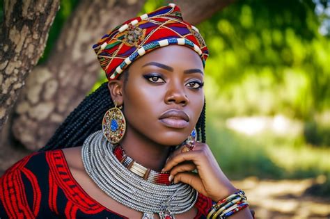 Premium AI Image Portrait Of A Beautiful African Woman In Ethnic