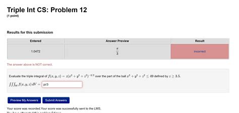 Solved Triple Int Cs Problem 12something Is Still Wrong