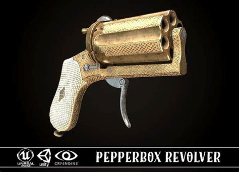 Pepperbox Revolver Brass 3d Model