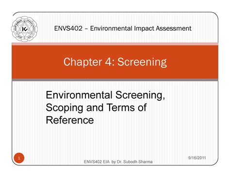 Eia Chapter 4 Screening Envs402 Environmental Impact Assessment