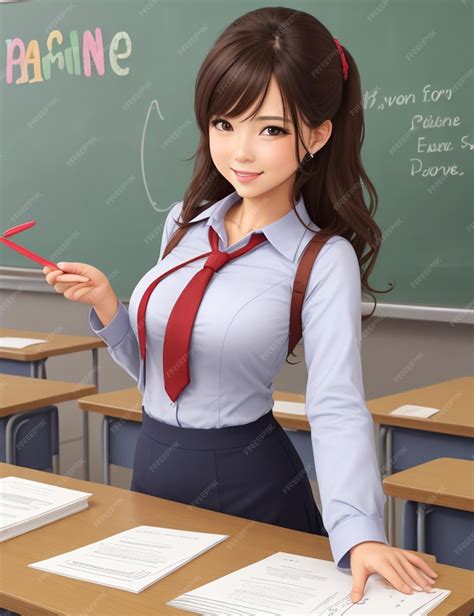 Premium Ai Image Illustration Of Cute Beautiful Teacher Teaching In Class