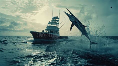 A Close Up Shot Of A Large Fish Jumping Out Of The Water Alongside A