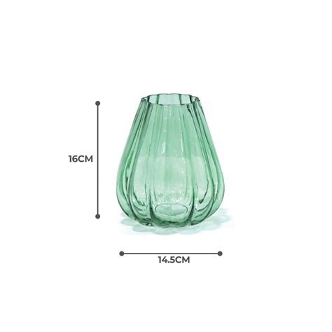 Green Ribbed Glass Vase Beuniqueleb