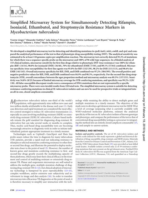 Pdf Simplified Microarray System For Simultaneously Detecting Rifampin Isoniazid Ethambutol