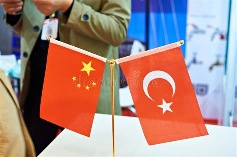 Chinese And Turkish Flags At Business Meeting Stock Image Image Of