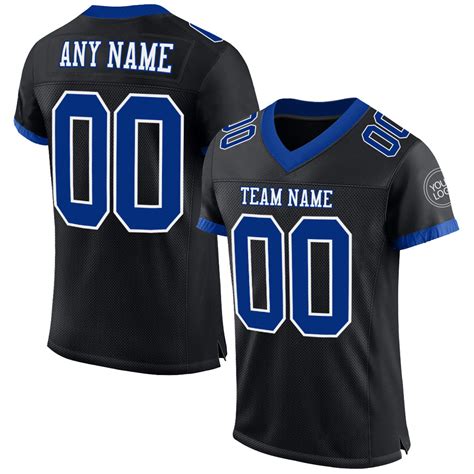 Custom Black Football Jersey Royal White Mesh Authentic Fansidea