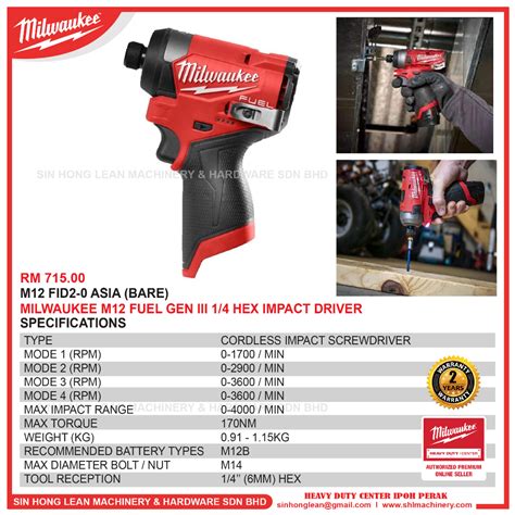 M12 Fid2 0 Asia M12 Fuel Gen Iii 1 4 Hex Impact Driver Bare Shopee