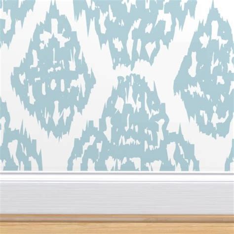 Pale Blue Ikat Medallion Wallpaper Spoonflower Medallion Wallpaper