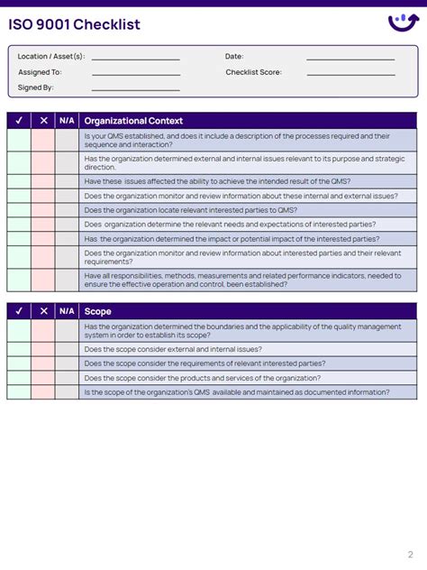 Iso 9001 Checklist Excel Template