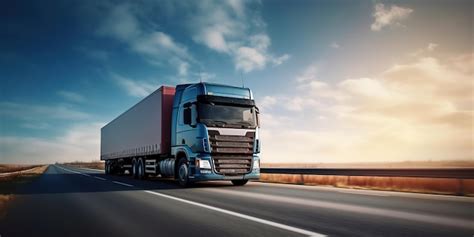 Ein LKW auf der Straße mit einem blauen LKW auf der Straße Premium Foto