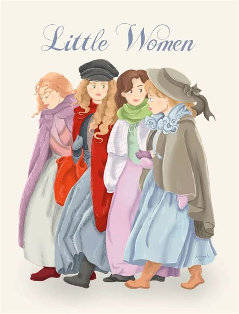 Illustration Little Women Libros Illustrazione Digitale Poster Con