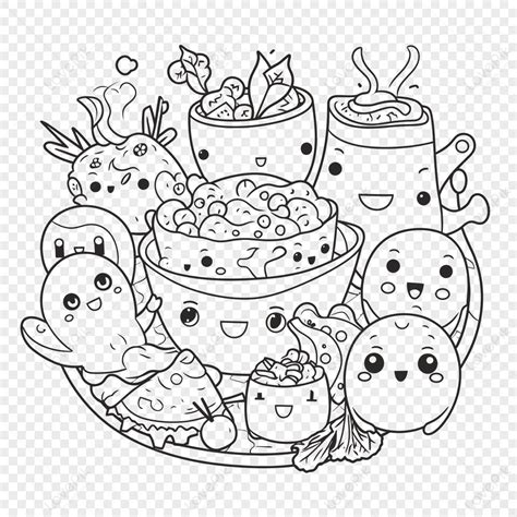 카와이 캐릭터 색칠 페이지 개요 스케치 그림의 판 벡터행복하다두꺼운 선 Png 일러스트 무료 다운로드 Lovepik