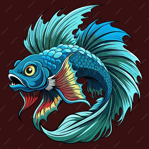 Premium Vector A Fish With A Large Head And The Tail Has A Fish On It