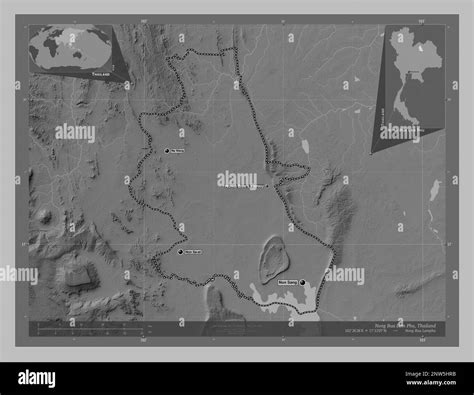 Nong Bua Lam Phu Province Of Thailand Grayscale Elevation Map With