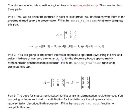 Q Sparse Matrix Operations Pts A Sparse Matrix Chegg Com
