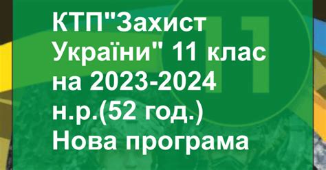 КТП Захист України 11 клас на 2023 2024 н р 52 год юнаки дівчата на вибір КТП Захист