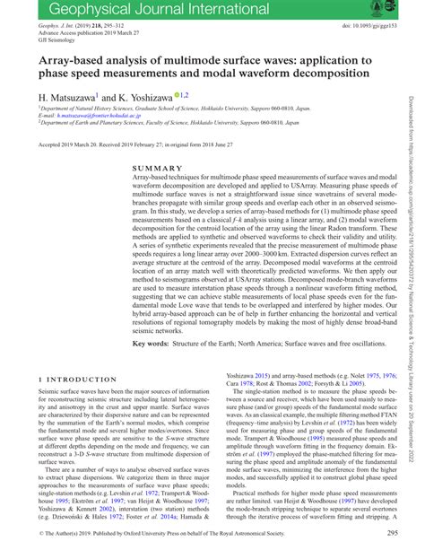 Pdf Array Based Analysis Of Multimode Surface Waves Application To
