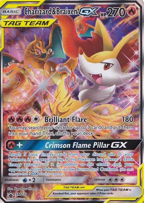 Charizard And Braixen Gx Sm230 Full Art Jumbo Oversized Promo Charizard