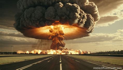 Airport Runway And Massive Nuclear Explosion Stable Diffusion Online