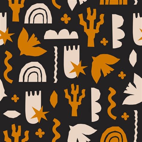 Premium Vector Abstract Seamless Pattern With Geometric Cutting Doodles Trendy Random Shapes