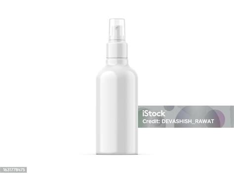 격리된 흰색 배경에 플라스틱 스프레이 병 모형 템플릿 3d 그림 병 뚜껑에 대한 스톡 사진 및 기타 이미지 병 뚜껑 향수병 헤어스프레이 Istock