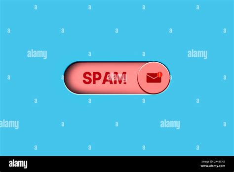 3d Digital Red Button To Switch Off Spam Mail Notifications Warning