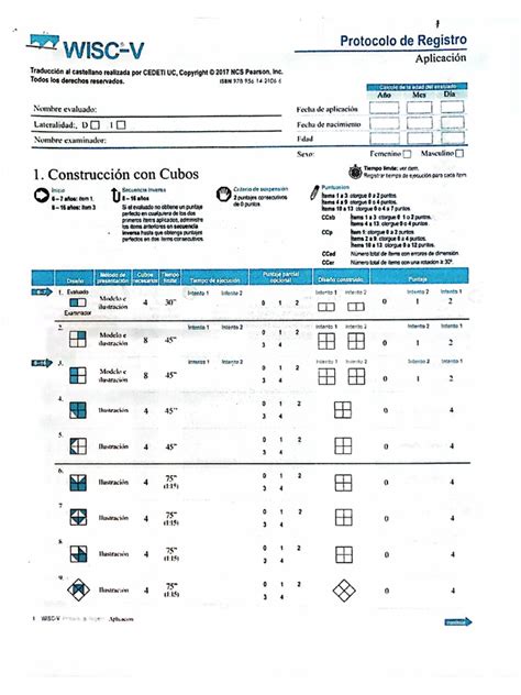 Protocolo De Registro Wisc V Pdf