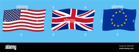 Flags Of USA UK And EU Stock Photo Alamy