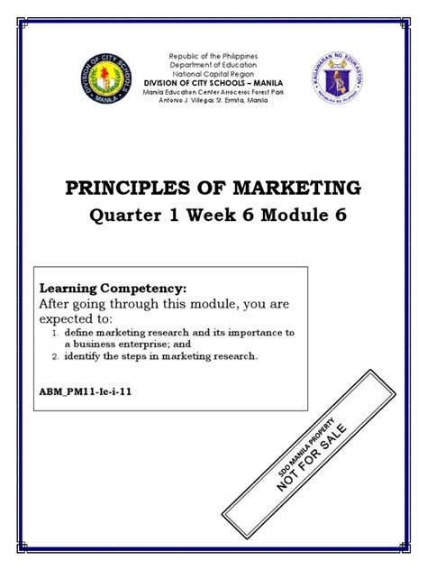 Abm Principles Of Marketing 11 Q1 W6 Mod6 Pdf Marketing