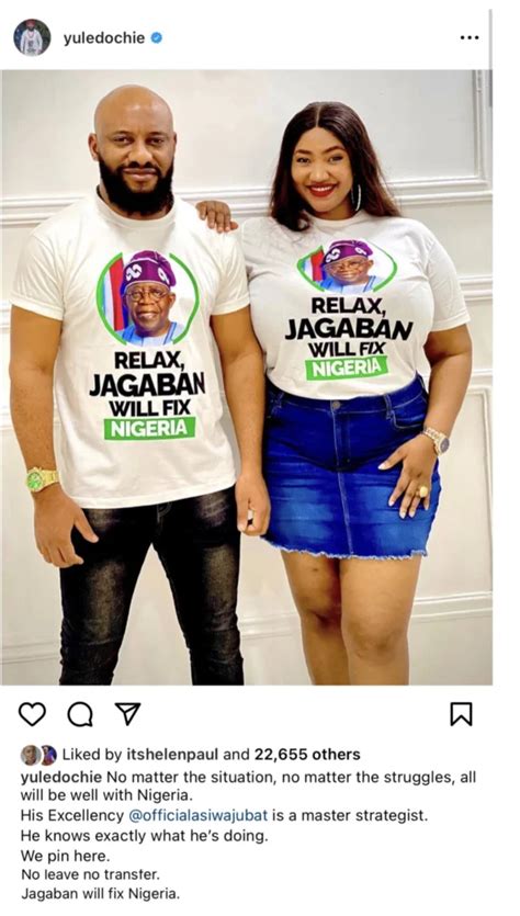 Netizens React As Yul And Judy Edochie Beg Nigerians To Be Calm Under Tinubus Presidency