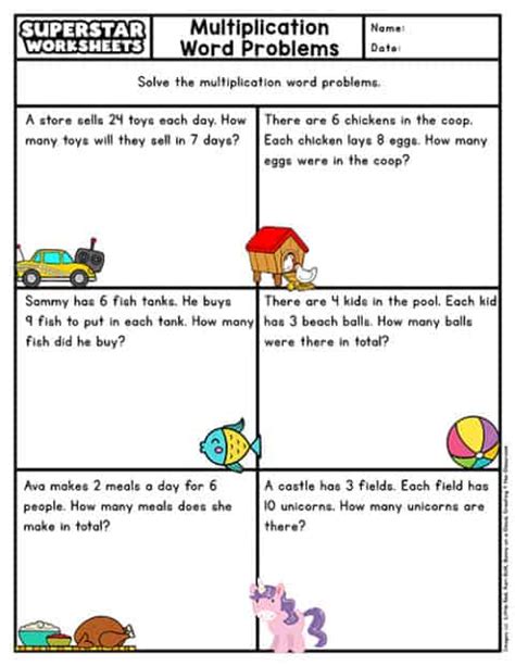 Multiplication Word Problems Worksheets Superstar Worksheets